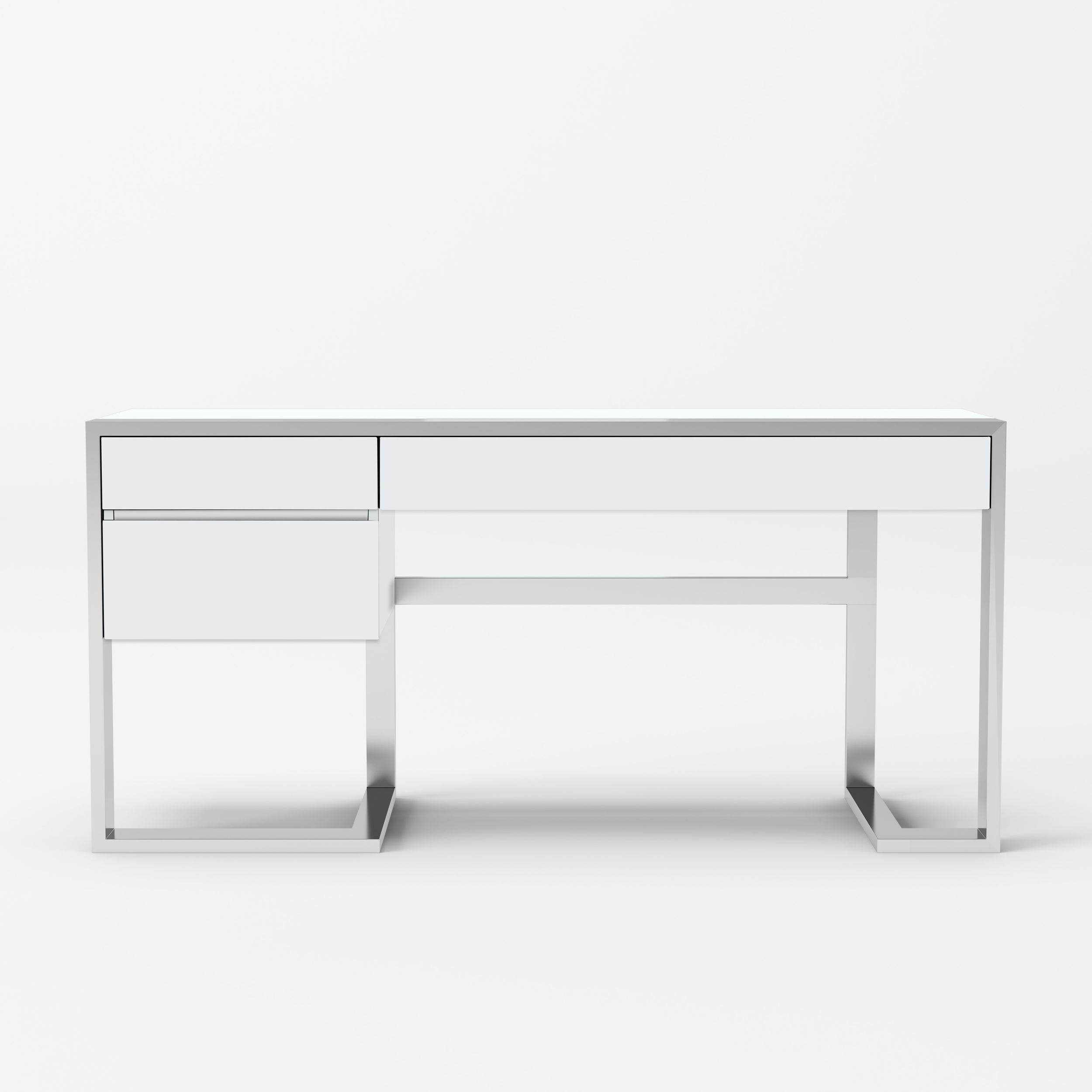 Modrest Fauna Modern White High Gloss & Stainless Steel Desk– KAMROX