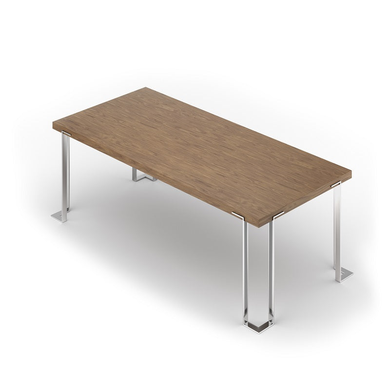 Modrest Heloise Modern Walnut & Stainless Steel Dining Table– KAMROX