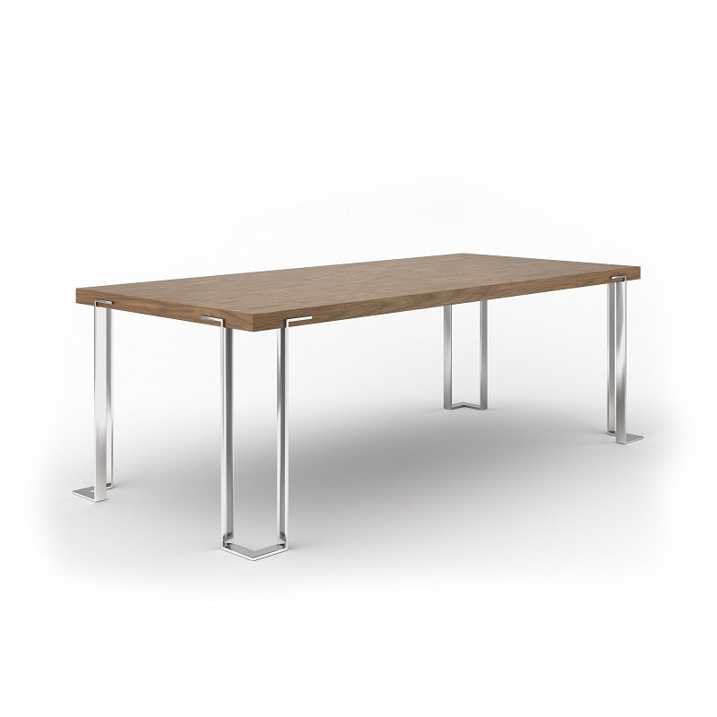Modrest Heloise Modern Walnut & Stainless Steel Dining Table– KAMROX