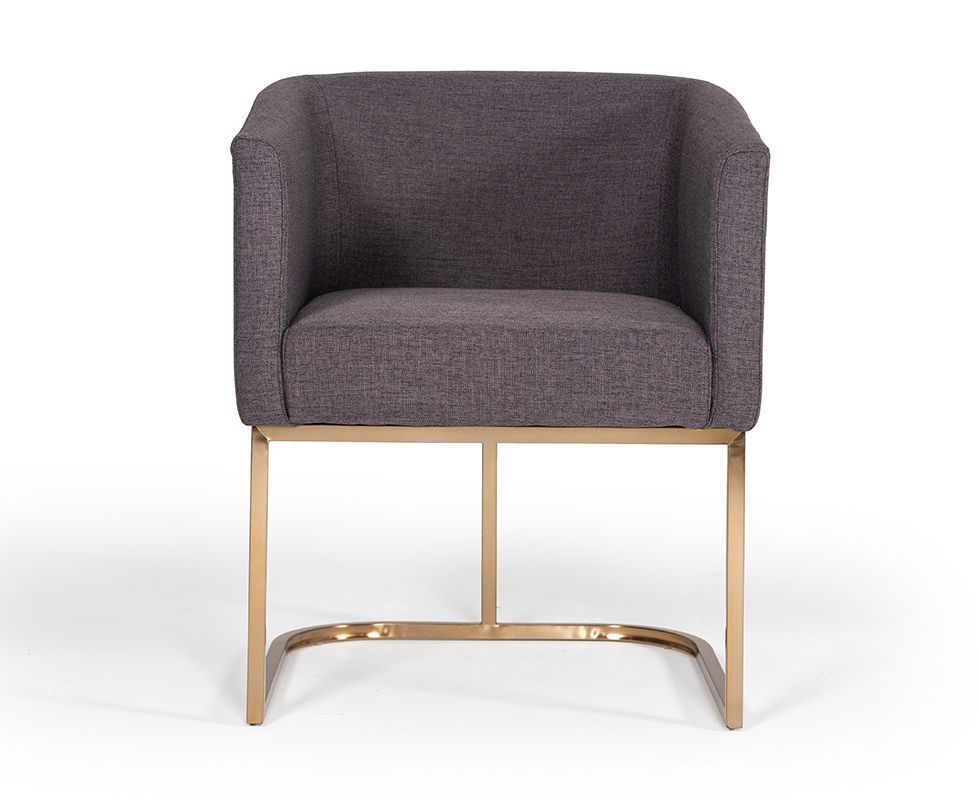 Modrest Yukon Modern Grey Fabric & Antique Brass Dining Chair– KAMROX
